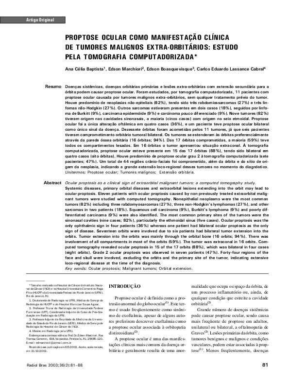 (PDF) Proptose ocular como manifestação clínica de tumores malignos ...
