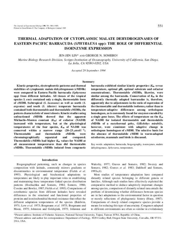 (PDF) Thermal adaptation of cytoplasmic malate dehydrogenases of ...