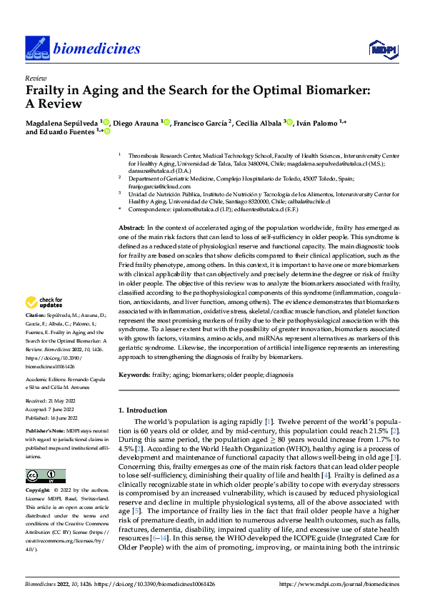 (PDF) Frailty in Aging and the Search for the Optimal Biomarker: A Review