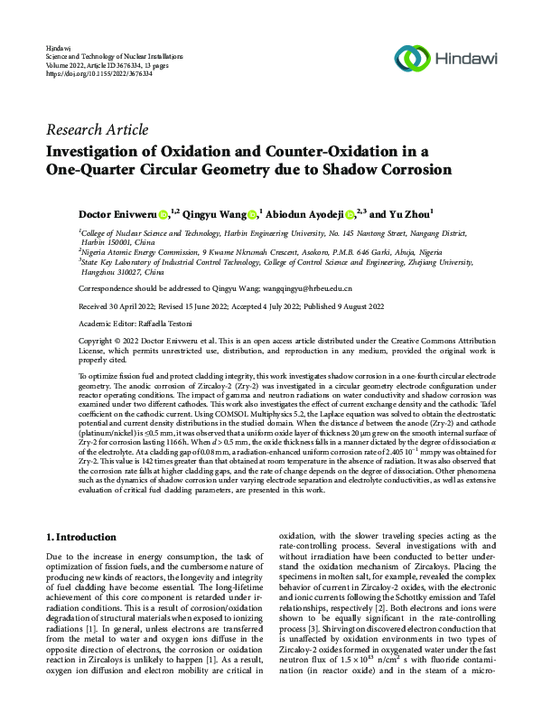 (PDF) Investigation of Oxidation and Counter-Oxidation in a One-Quarter ...