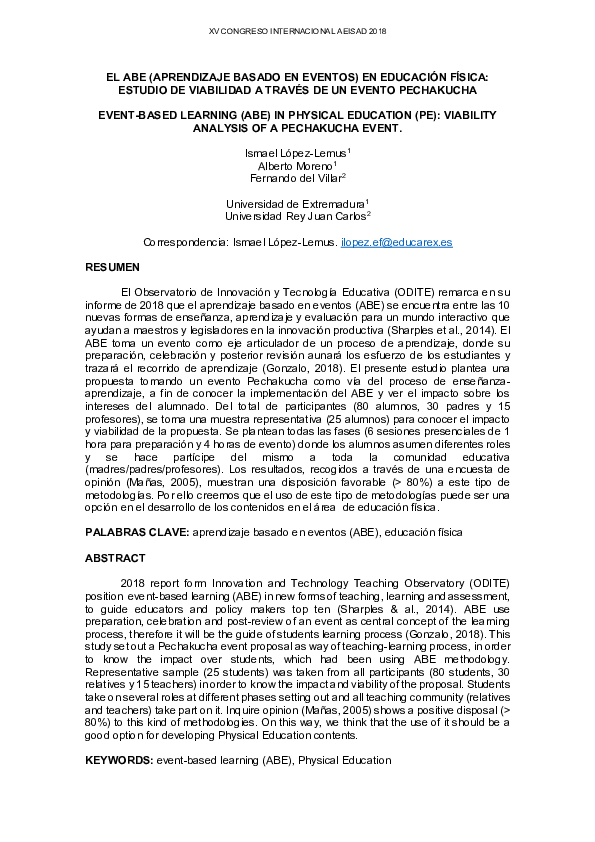 (PDF) El Abe (Aprendizaje Basado en Eventos) en Educación Física ...