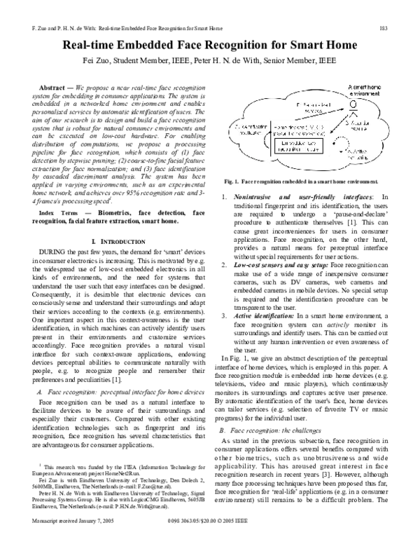 (PDF) Real-time embedded face recognition for smart home | Peter With - Academia.edu