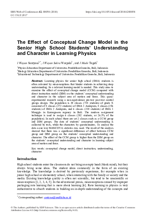 (PDF) The Effect of Conceptual Change Model in the Senior High School ...