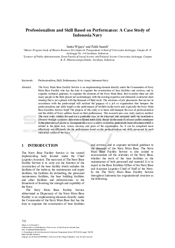 (PDF) Professionalism and Skill Based on Performance: A Case Study of Indonesia Navy | Satria ...