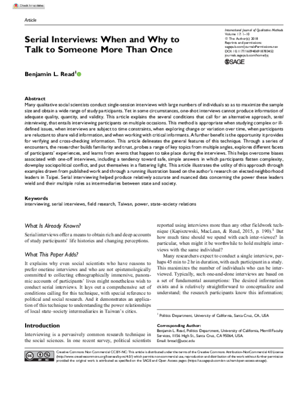 (PDF) Serial Interviews