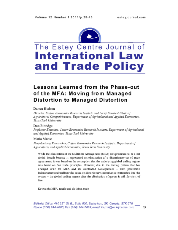 (PDF) Lessons Learned from the Phase-out of the MFA: Moving from ...