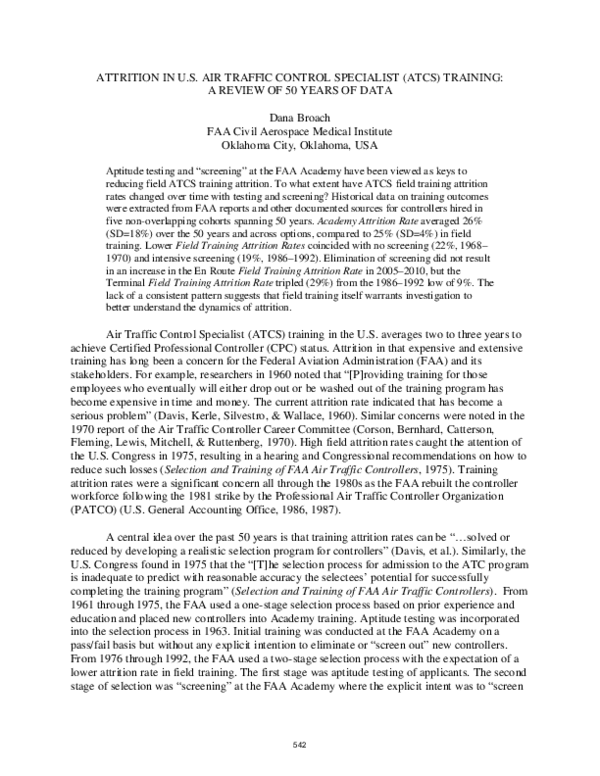 (PDF) Attrition in U.S. Air Traffic Control Specialist (ATCS) Training ...
