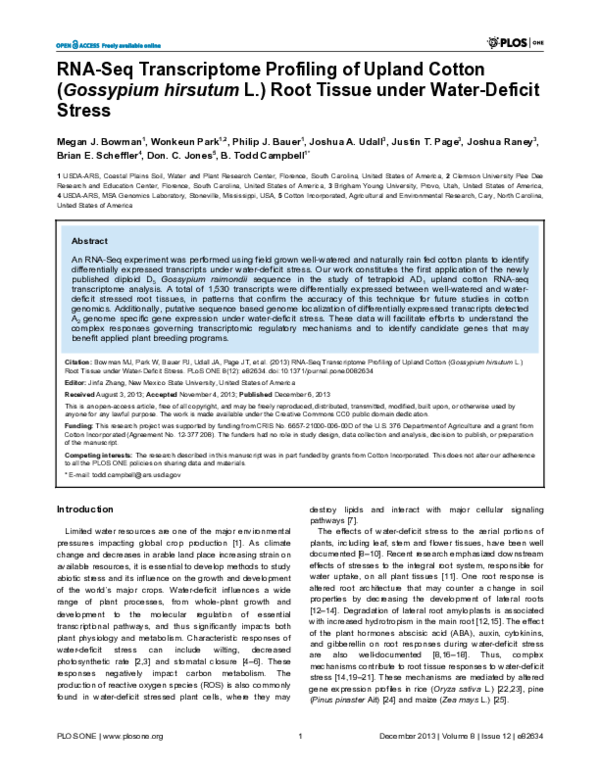 (PDF) RNA-Seq Transcriptome Profiling of Upland Cotton (Gossypium ...
