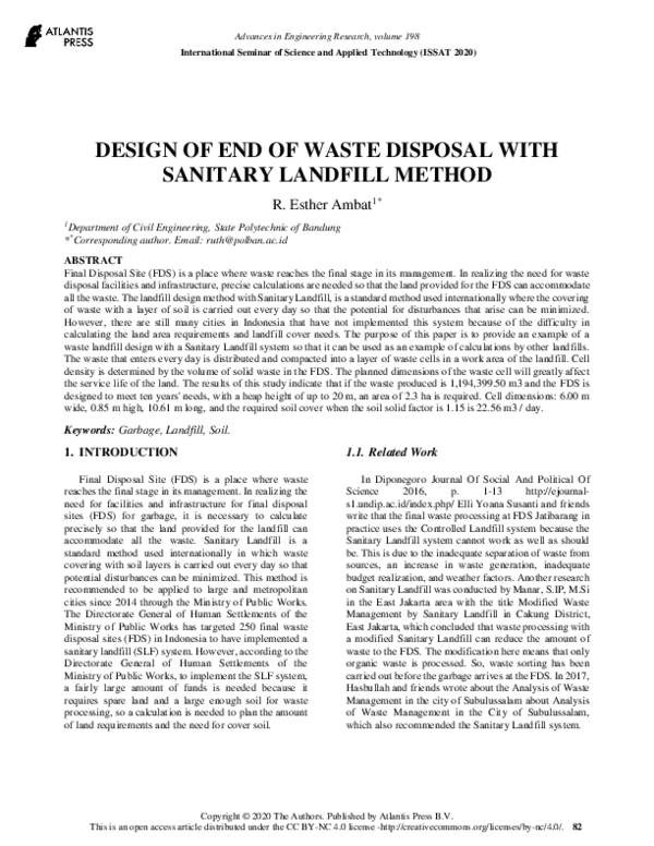 (PDF) Design of End of Waste Disposal With Sanitary Landfill Method