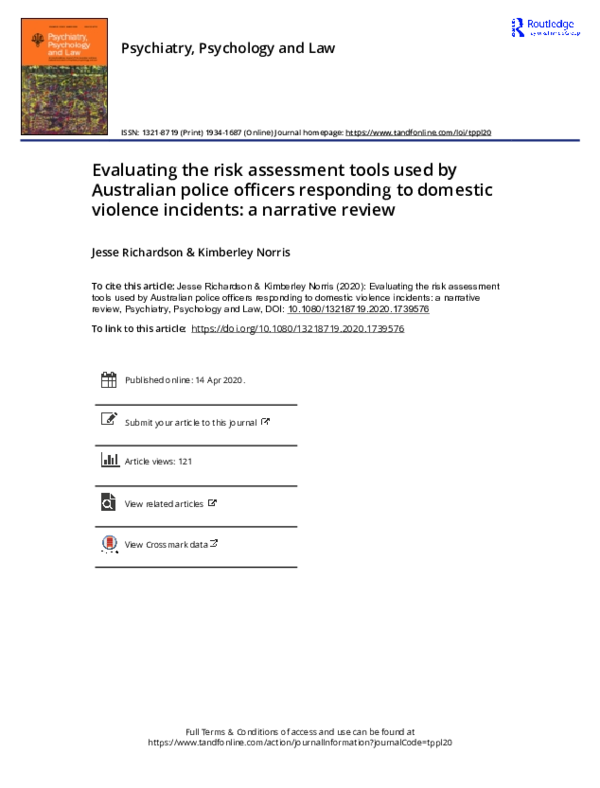 (PDF) Evaluating the risk assessment tools used by Australian police ...