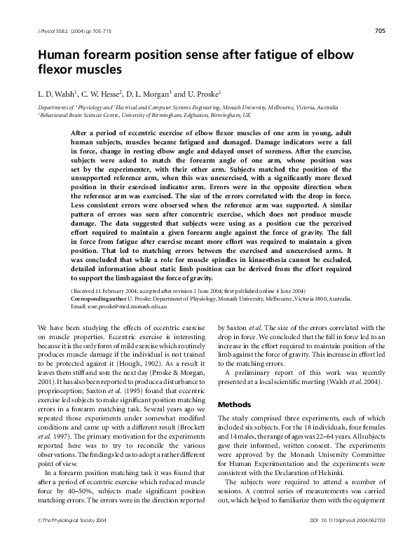 (PDF) Human forearm position sense after fatigue of elbow flexor muscles