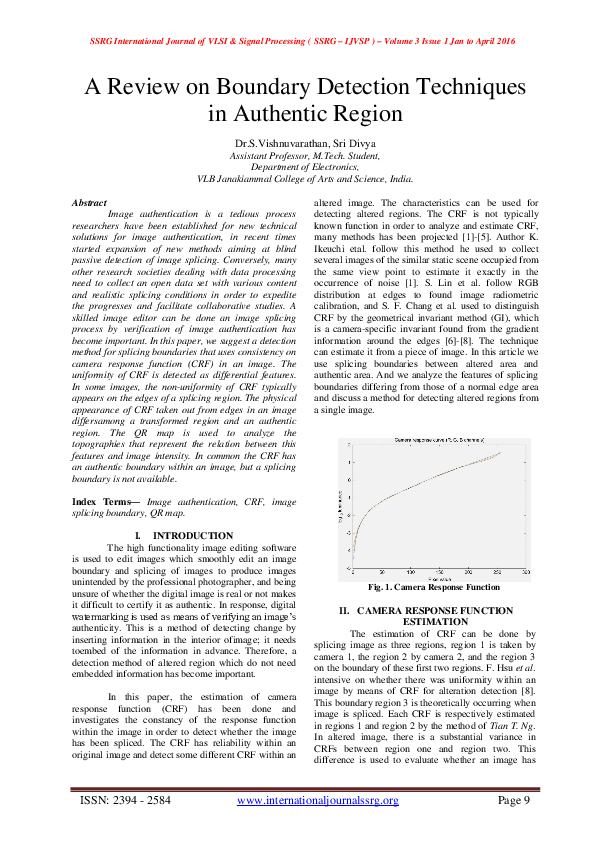 (PDF) Detection of Splicing Boundaries in Images Using CRF