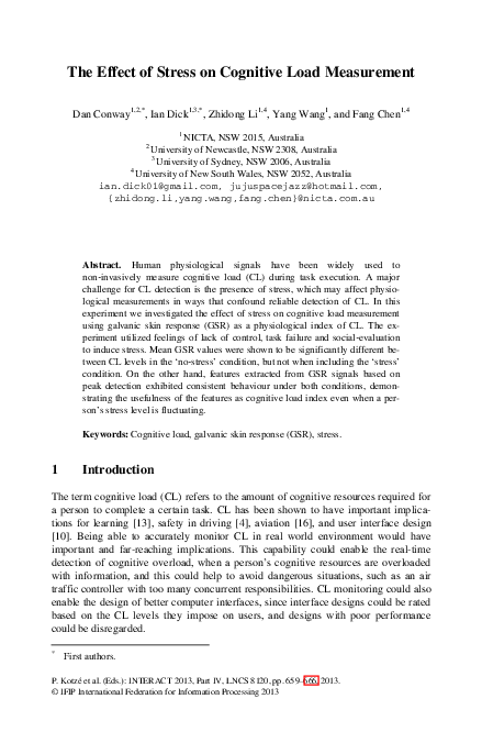 (PDF) The Effect of Stress on Cognitive Load Measurement