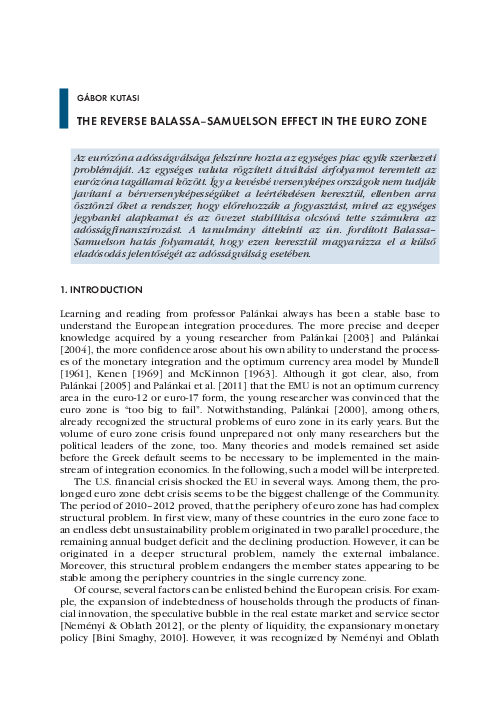 (PDF) The Reverse Balassa–Samuelson Effect in the Euro Zone