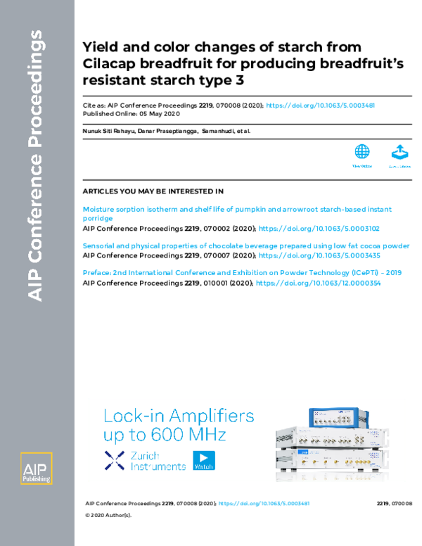 (PDF) Yield and color changes of starch from Cilacap breadfruit for ...