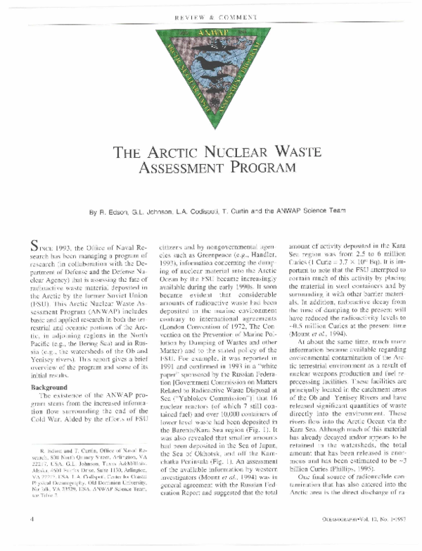 (PDF) The Arctic Nuclear Waste Assessment Program