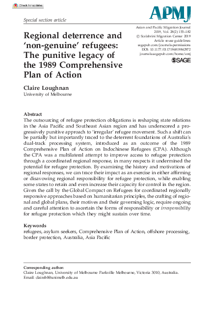 (PDF) Regional deterrence and ‘non-genuine’ refugees: The punitive ...