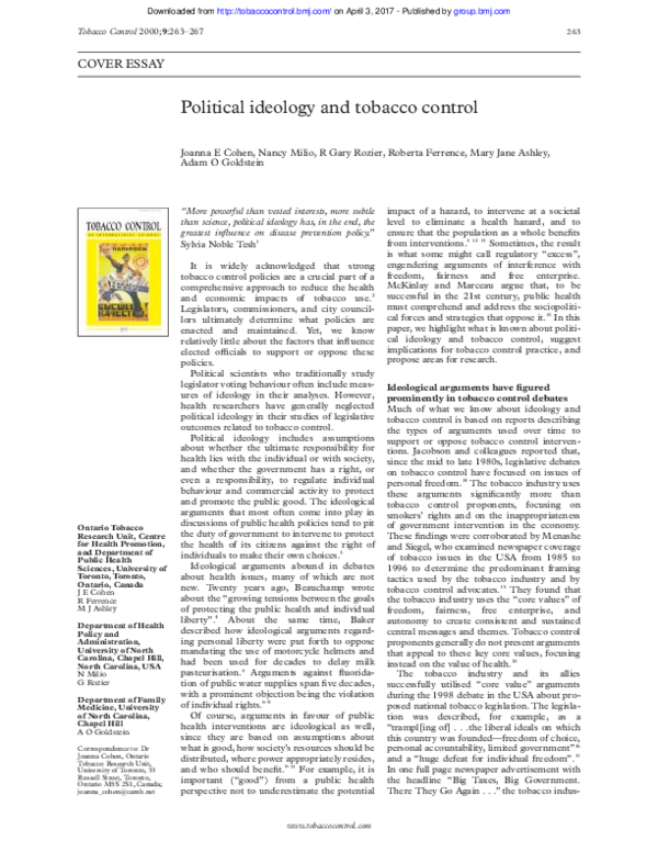 (PDF) Political ideology and tobacco control | Nancy Milio and Adam ...
