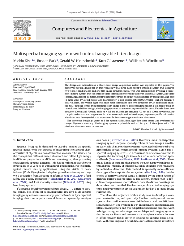 (PDF) Multispectral imaging system with interchangeable filter design