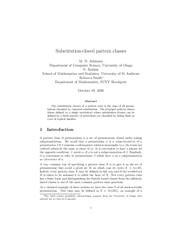 (PDF) Substitution-closed pattern classes