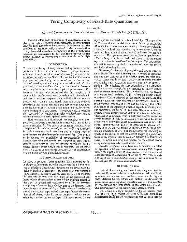 (PDF) Turing complexity of fixed-rate quantization