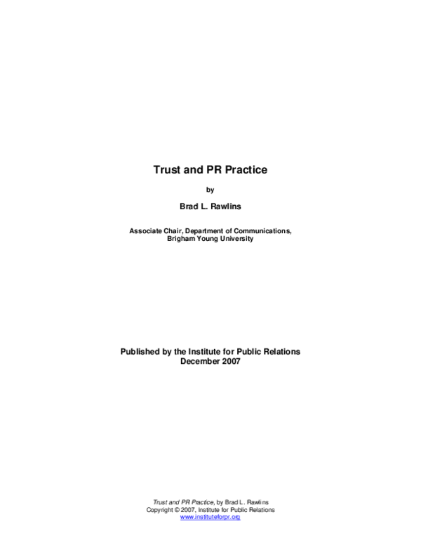 (PDF) Trust and PR Practice