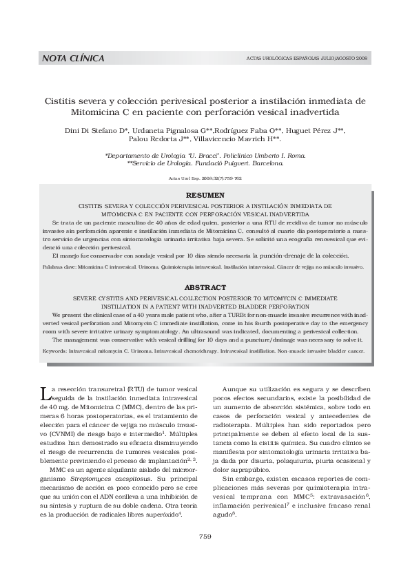 (PDF) Cistitis severa y colección perivesical posterior a instilación ...