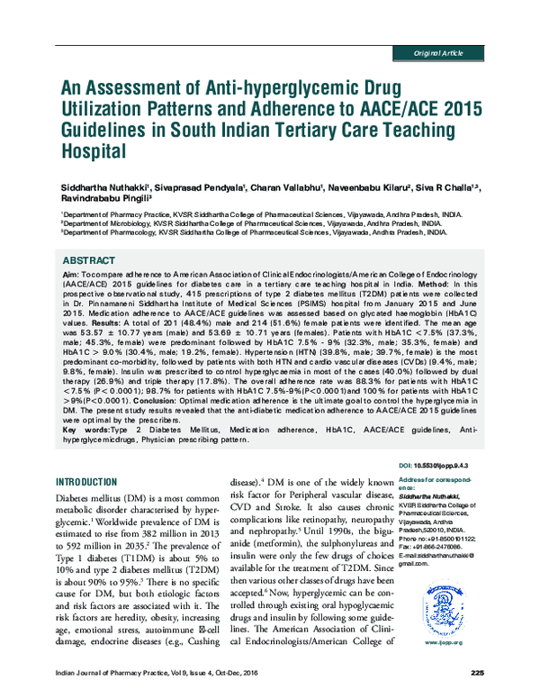 (PDF) An Assessment of Anti-hyperglycemic Drug Utilization Patterns and ...