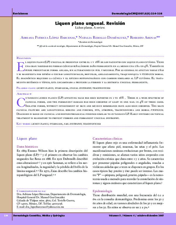 (PDF) Liquen plano ungueal. Revisión