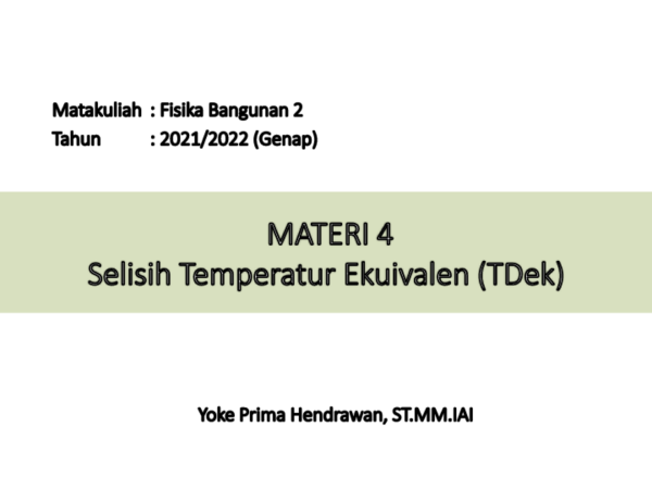 (PDF) MATERI 4 FISBANG 2 Selisih Temperatur Ekuivalen (TDek)-