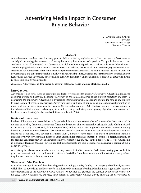 (PDF) Advertising Media Impact in Consumer Buying Behavior