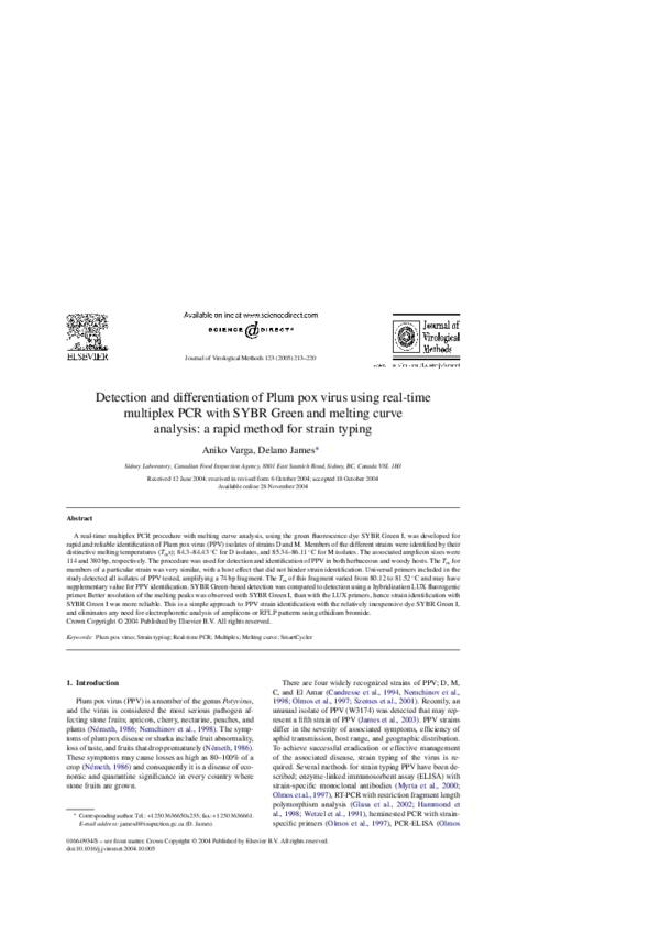 (PDF) Detection and differentiation of Plum pox virus using real-time multiplex PCR with SYBR ...