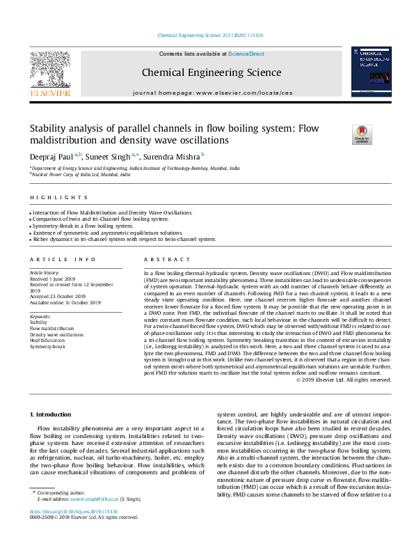 (PDF) Stability Analysis of Parallel Channels in Flow Boiling System: Flow Maldistribution and ...