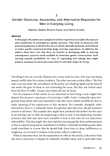 (PDF) Gender discourse, awareness, and alternative responses for men in ...