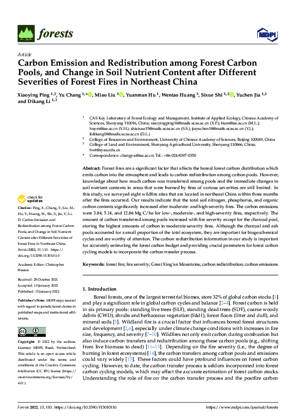 (PDF) Carbon Emission and Redistribution among Forest Carbon Pools, and ...