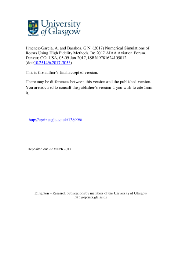 Pdf Prediction Of Helicopter Rotor Hover Performance Using High