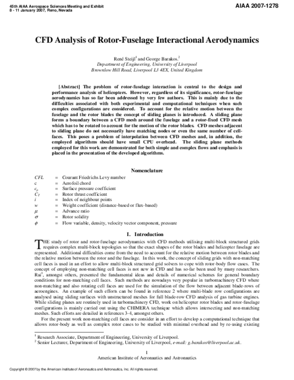 (PDF) CFD Analysis of Rotor-Fuselage Interactional Aerodynamics