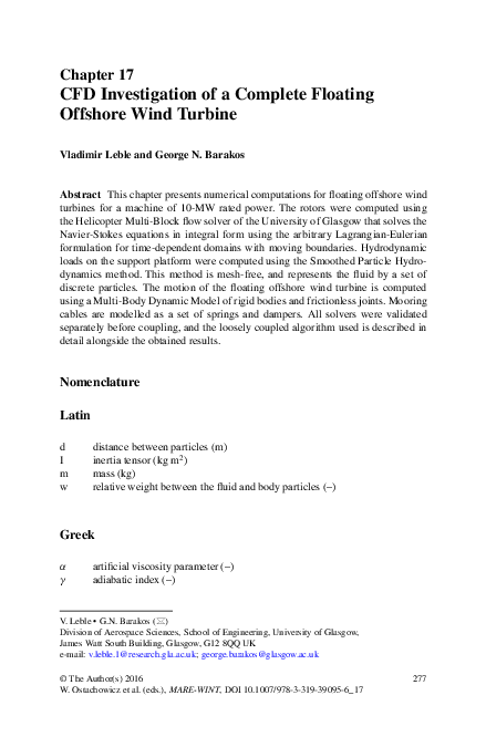 Pdf Cfd Investigation Of A Complete Floating Offshore Wind Turbine