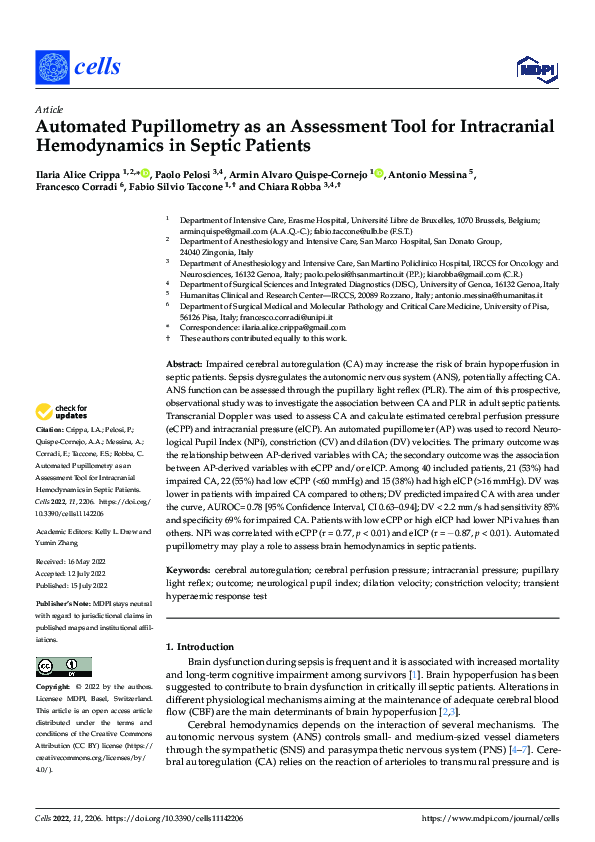 (PDF) Automated Pupillometry as an Assessment Tool for Intracranial ...