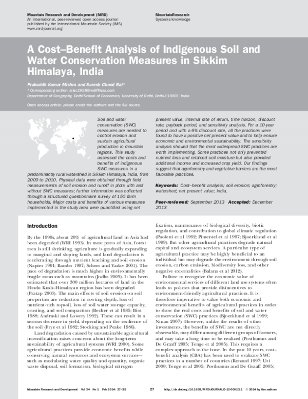 (PDF) A Cost–Benefit Analysis of Indigenous Soil and Water Conservation ...