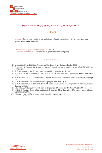 (PDF) A Proof of the Arithmetic Mean-Geometric Mean Inequality | ADOLF ...