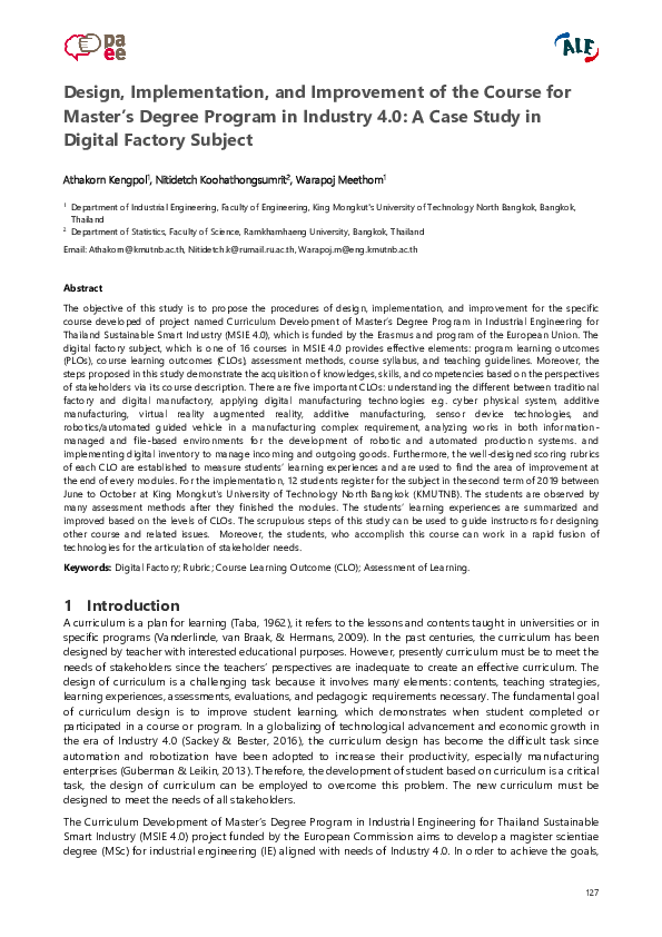(PDF) Design, Implementation, and Improvement of the Course for Master's Degree Program in ...