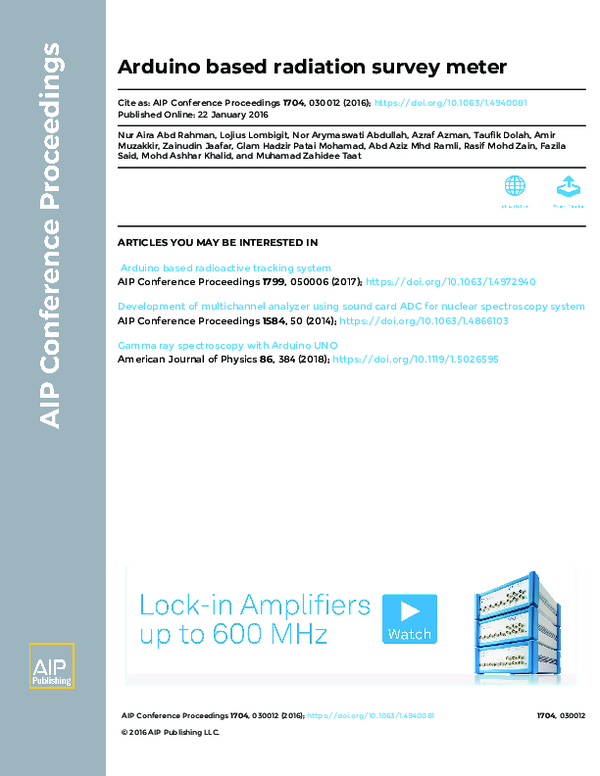 Pdf Arduino Based Radiation Survey Meter Nur Aira Abd Rahman