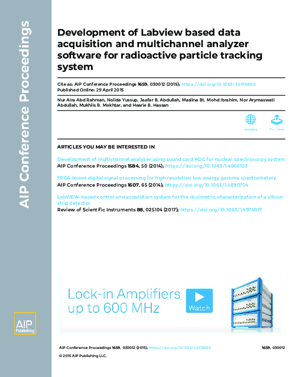 (PDF) Development of Labview based data acquisition and multichannel analyzer software for ...