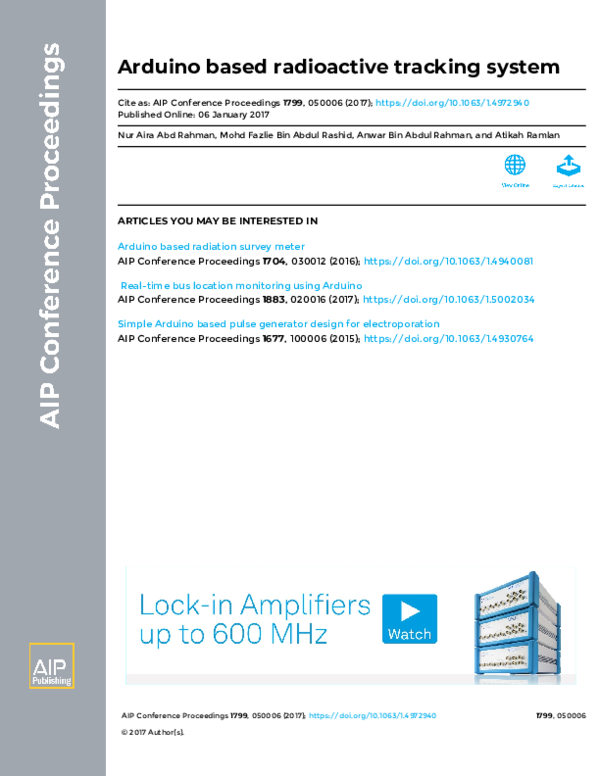 Pdf Arduino Based Radioactive Tracking System Nur Aira Abd Rahman