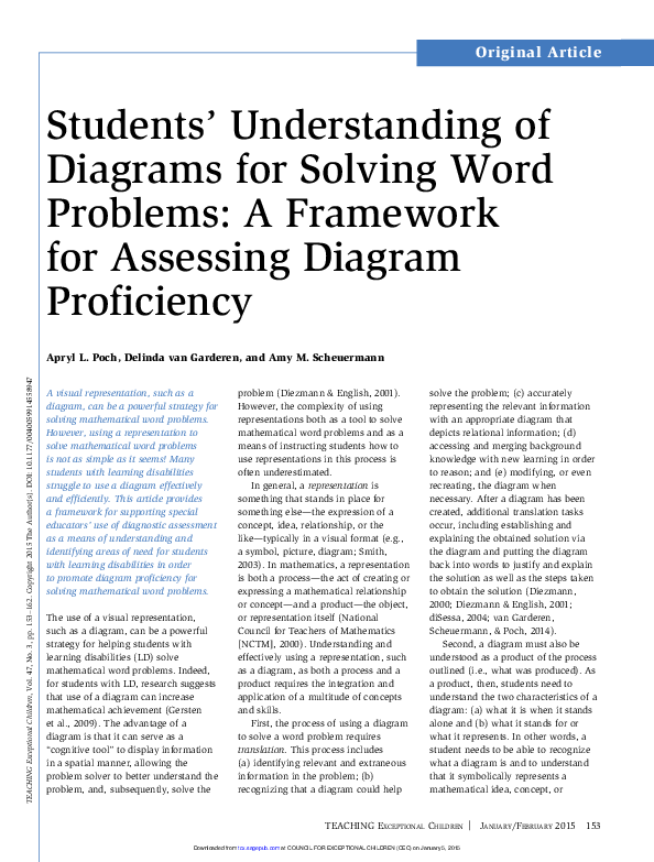(PDF) Students’ Understanding of Diagrams for Solving Word Problems