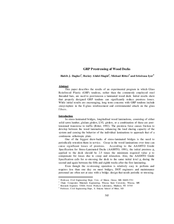 (PDF) GRP Prestressing of Wood Decks