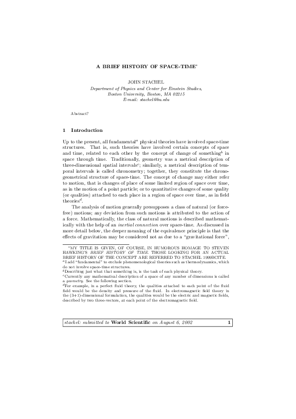 (PDF) A Brief History of Space-Time
