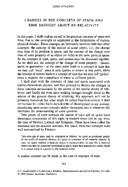 (PDF) Changes in the Concepts of Space and Time Brought about by Relativity