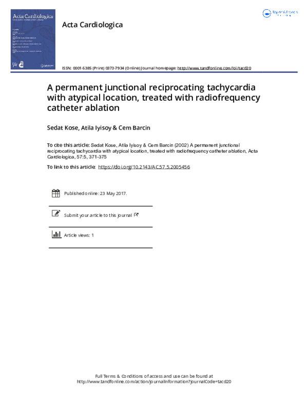 (PDF) A permanent junctional reciprocating tachycardia with atypical ...